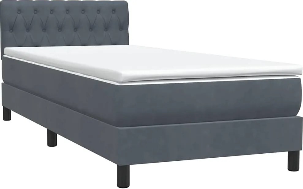 Box spring postel s matrací a LED tmavě šedá 80x220 cm samet 3317194