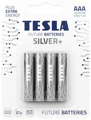 TESLA SILVER+ AAA - alkalická baterie LR03, jednorázová, 4ks
