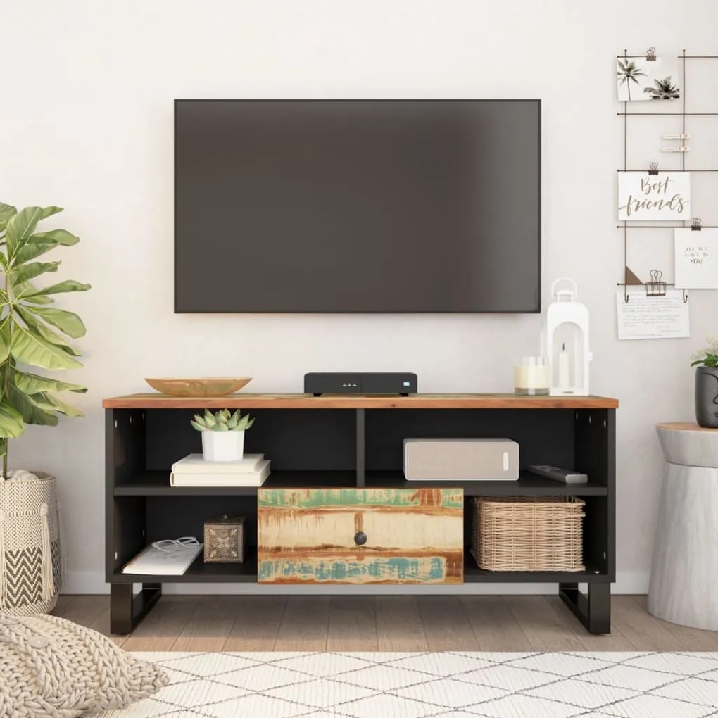 TV skříňka 100x33x46 cm masivní recyklované a kompozitní dřevo - Default Title
