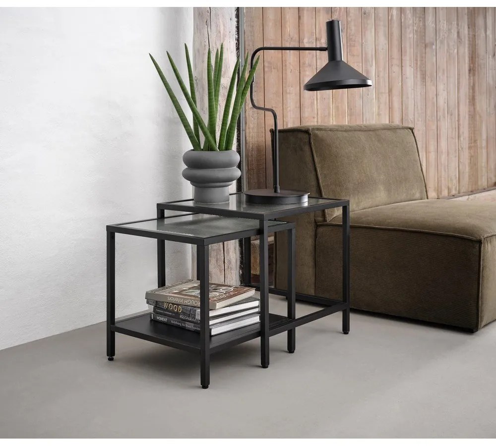 Skleněné odkládací stolky v sadě 2 ks 50x50 cm Bronco – Unique Furniture