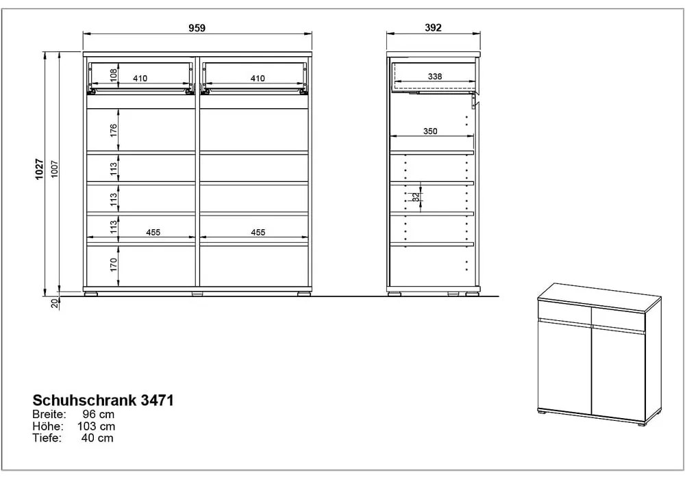 Botník v dekoru buku se šuplíky Lissabon - Germania