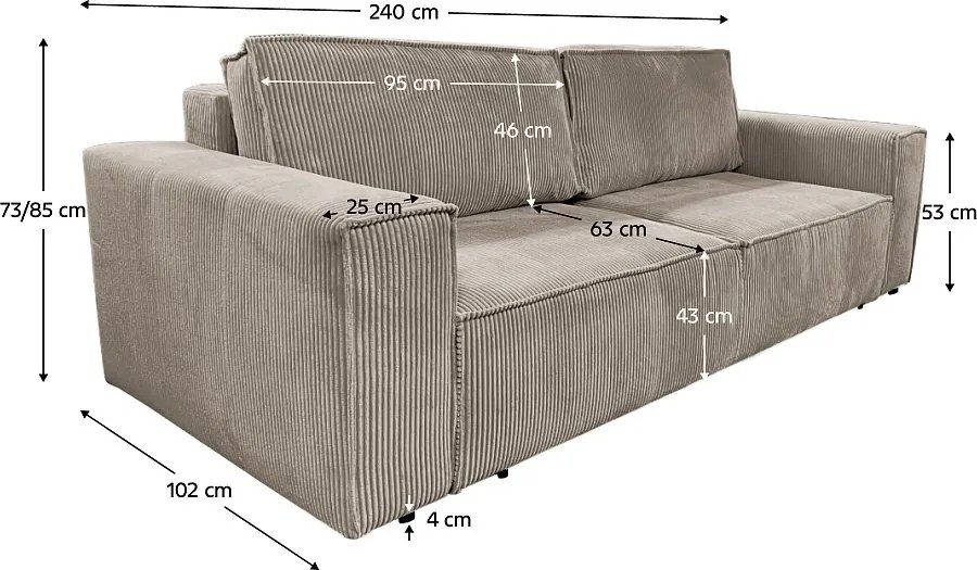 Tempo Kondela Rozkládací pohovka, béžová, HARPERA BIG SOFA