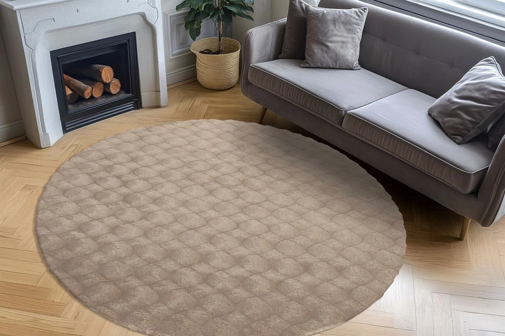 Obsession, Kusový koberec Diamond Cut 800 Taupe kruh, 200x200 (průměr) kruh, hnědá, ložnice