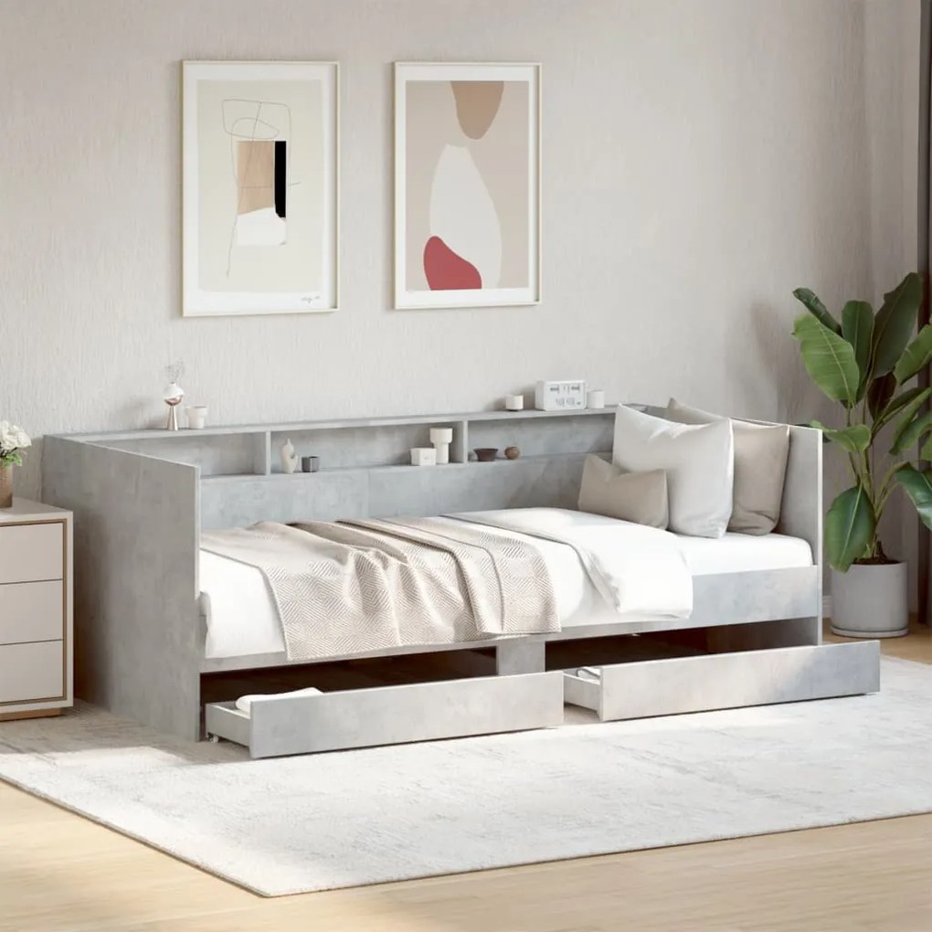 Válenda se zásuvkami bez matrace betonově šedá 75 x 190 cm 3280863