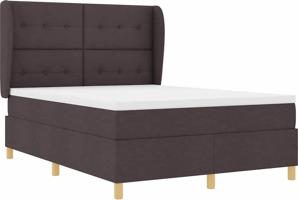 Postel s boxspringem s čelo Tmavě hnědá 200 x 140 cm textil 3340756