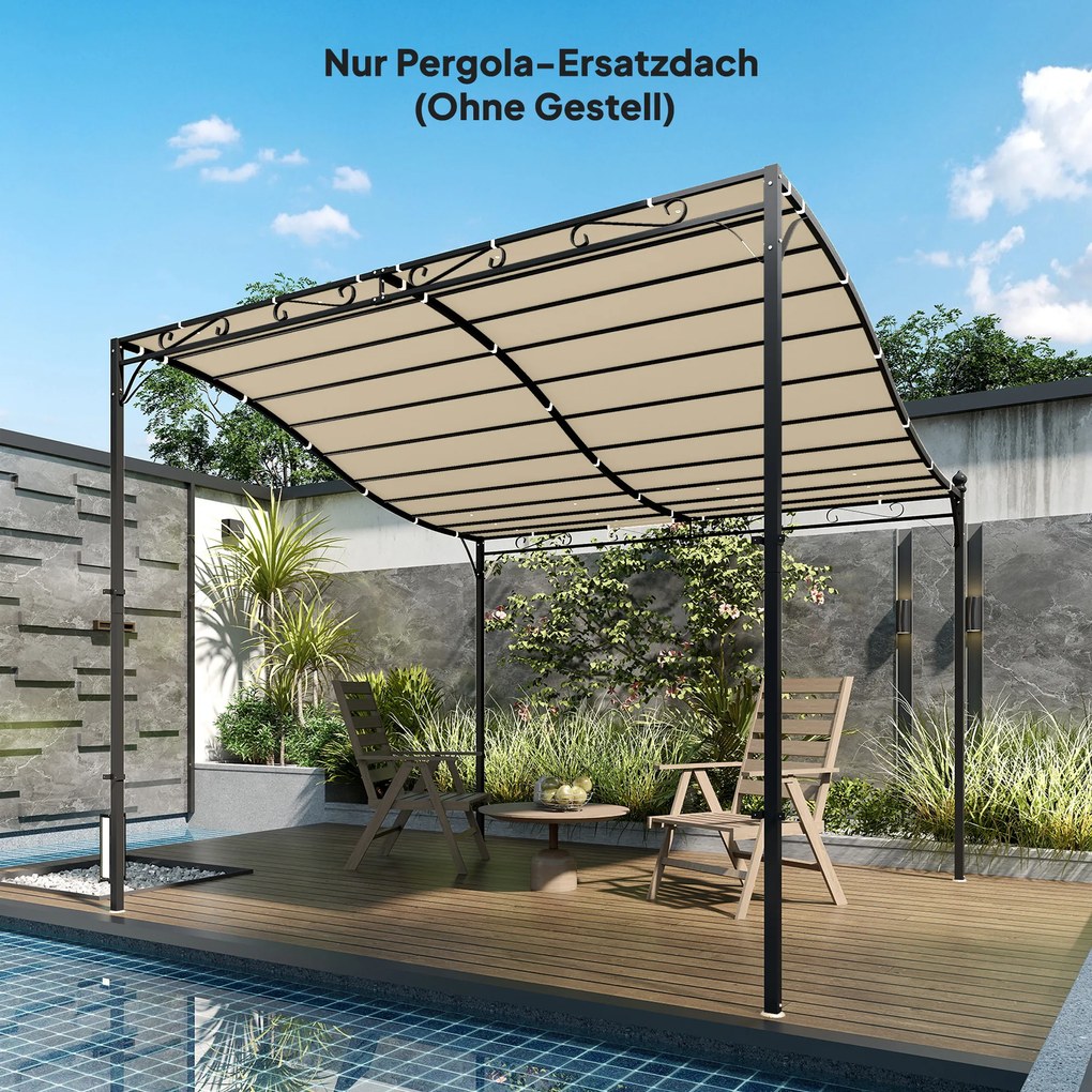 Náhradní střecha pro pergolu Markýza pro zastřešení terasy Náhradní střešní plachta pro altán 3 x 3 m 298x293 cm krémově bílá