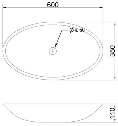 Sapho - Umyvadlo na desku BLOK 60x35 cm marquin/matná černá