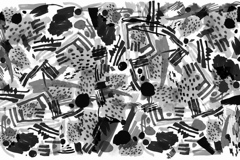 Samolepící tapeta černobílá pop art abstrakce - 300x200 cm