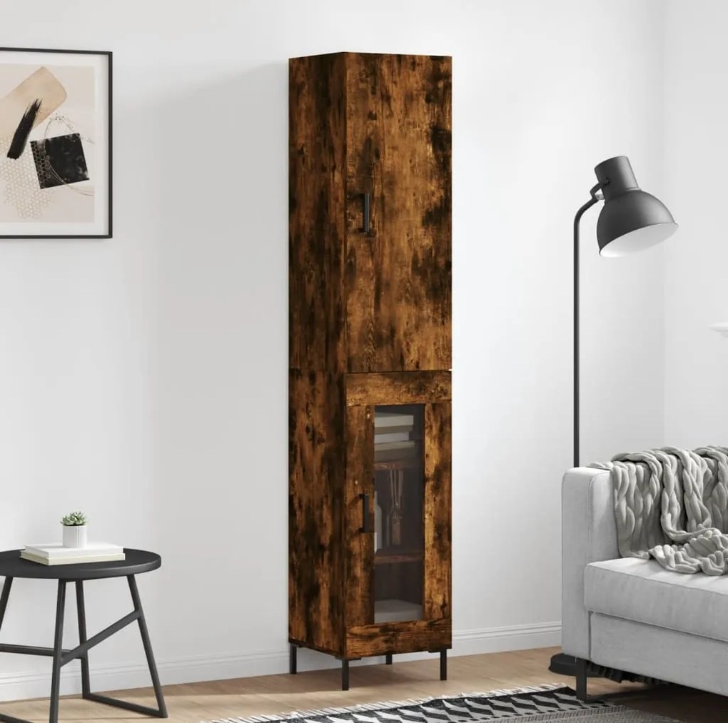 vidaXL Skříň highboard 34,5 x 34 x 180 cm kompozitní dřevo [3199044] Barva: bílá s vysokým leskem