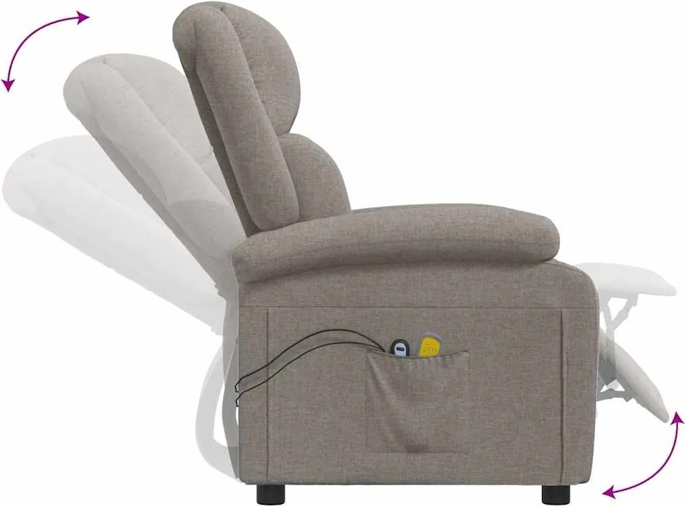 Elektrické masážní křeslo taupe textil 3098366