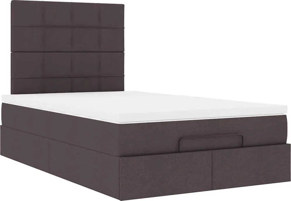 Osmanský rám postele s matrací tmavě hnědá 120x190cm textil 3313143