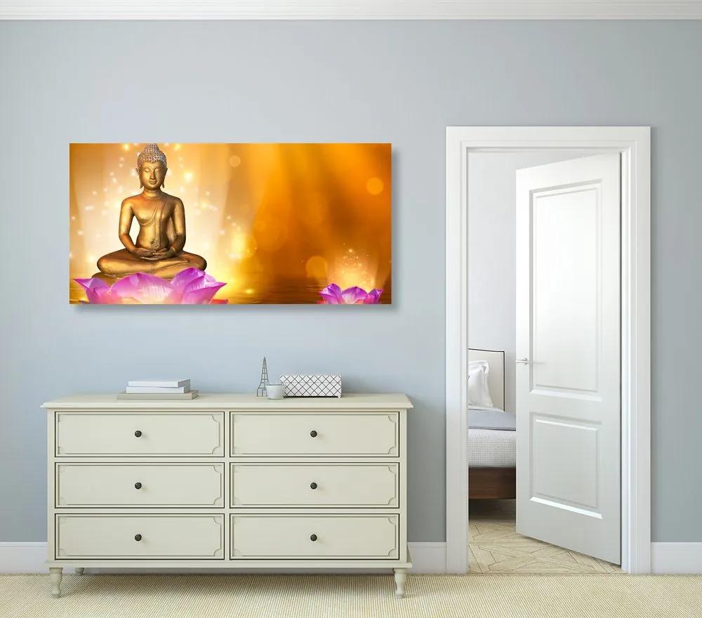 Obraz socha Budhy na lotosovém květu Varianta: 100x50