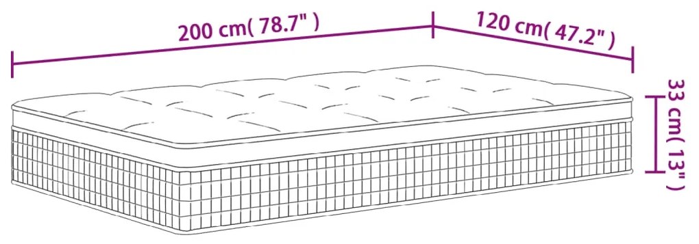 Taštičková pružinová matrace středně tvrdá 120 x 200 cm,  372902