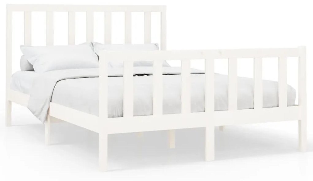Rám postele bílý masivní borovice 160 x 200 cm,  3106714