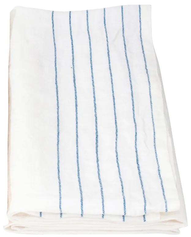 Lněný ručník Kaste, bílo-modrý, Rozměry  95x180 cm