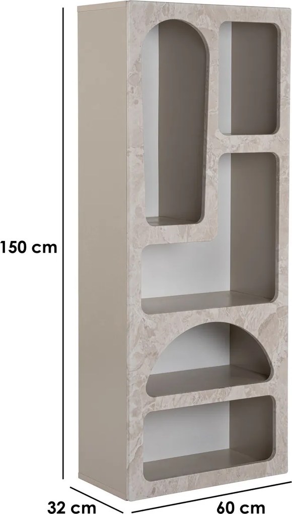 Knihovna BELVANI s asymetrickými policemi, travertine