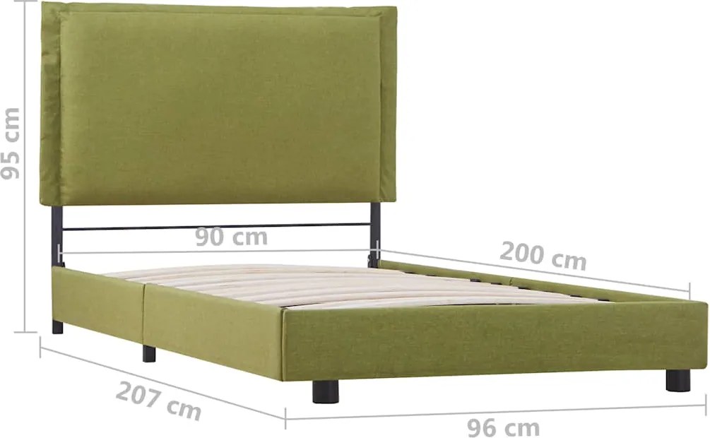 Rám postele zelený textil 90 x 200 cm 280996