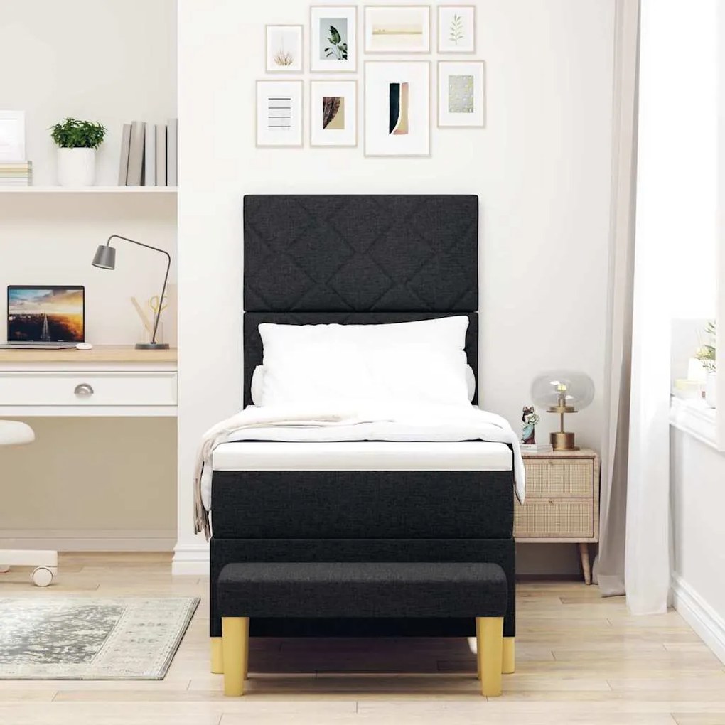 Postel s boxspringem s polštářem Černá 200 x 80 cm textil 3344333