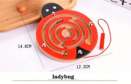 Montessori dřevěné hračky - magnetické bludiště Varianta: Magnetické bludiště - beruška