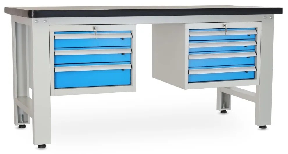 Dílenský stůl Solid MDF-34, 180 cm, 2 závěsné boxy, černá