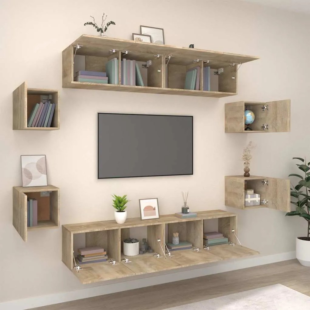 8dílný set TV skříněk dub sonoma kompozitní dřevo 3114216