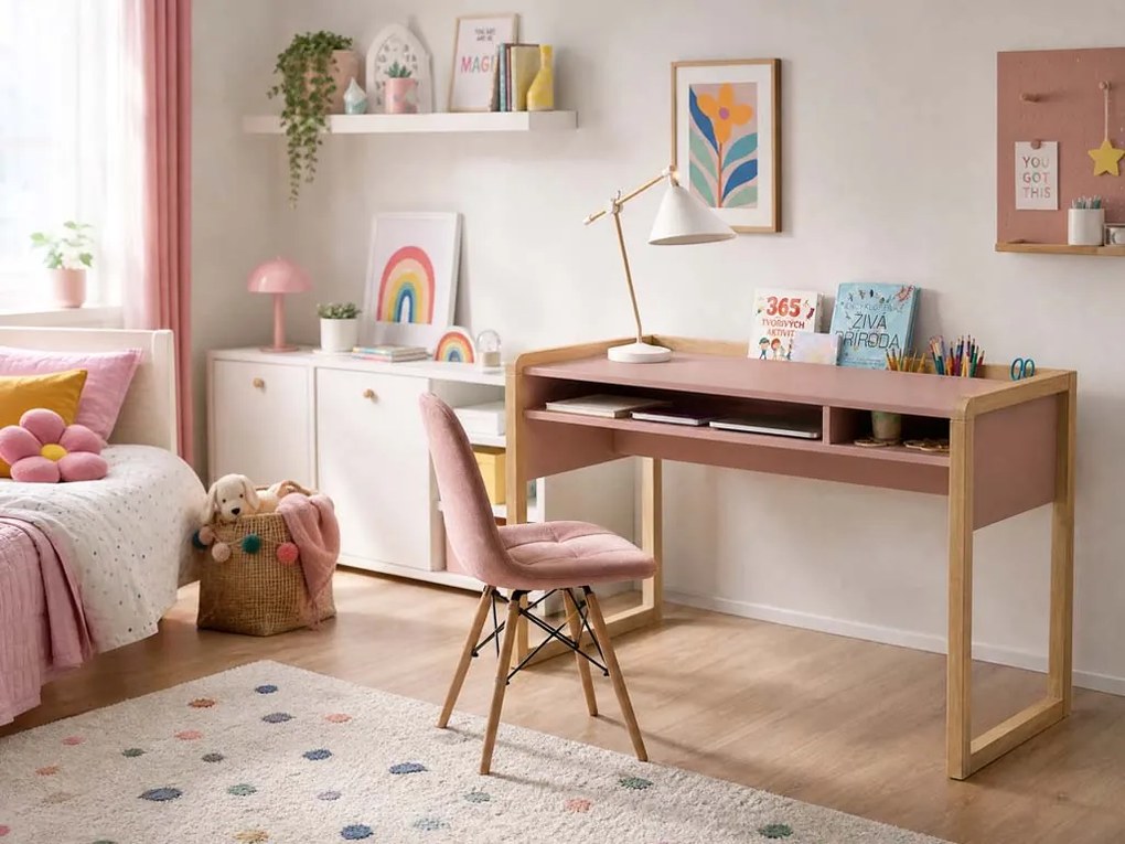 Benlemi Montessori psací stůl STOLLY s odkládací plochou a pastelkovníkem Zvolte barvu: Kašmírová