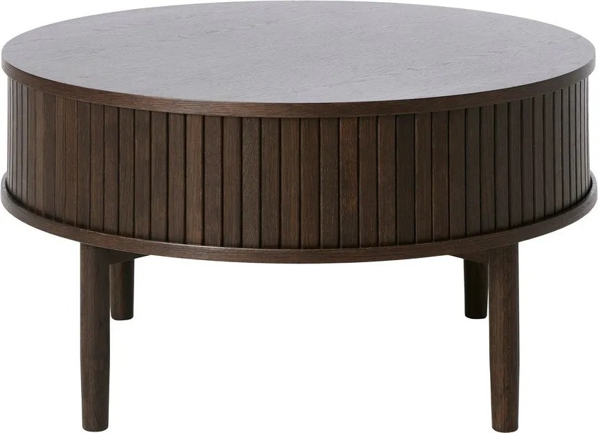Kulatý konferenční stolek v dekoru dubu v tmavě přírodní barvě ø 85 cm Meta – Unique Furniture