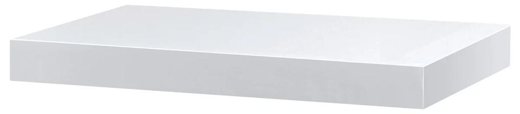 Polička nástěnná 40 cm, MDF, barva bílý vysoký lesk, baleno v ochranné fólii - P-023 WT