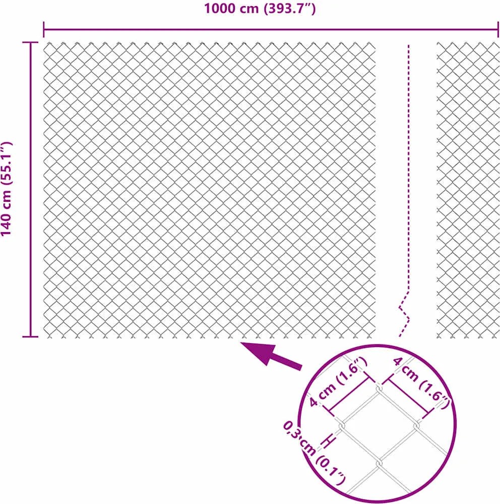 Zábradlí s betonovým základem 10 x 1,4 m Ocel potažená PVC 3351231