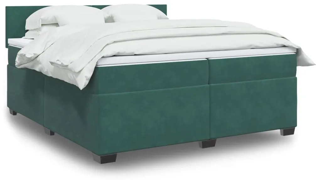 Box spring postel s matrací tmavě zelená 200x200 cm samet 3286399