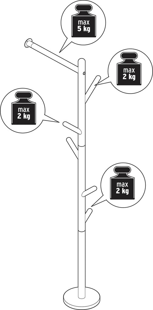 Tchibo - Šatní stojan pro připevnění ke stěně - barva: hnědá