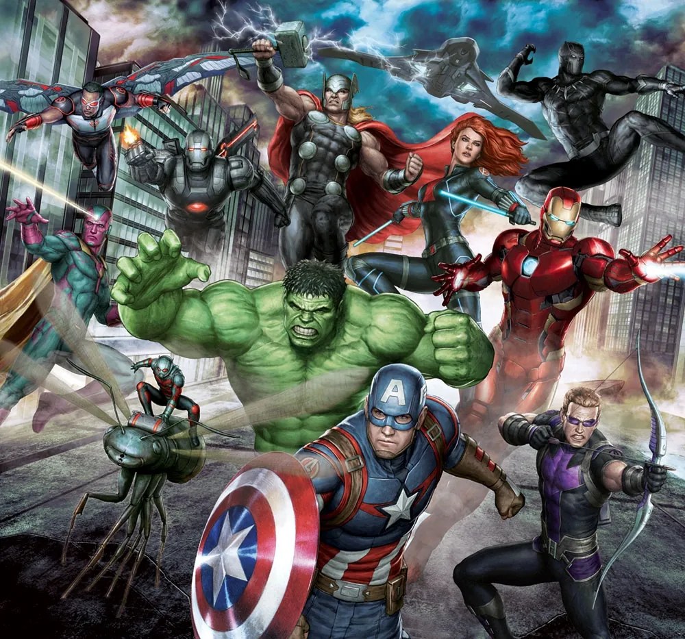 Graham &amp; Brown Vliesová obrazová tapeta Marvel Avengers Assemble, 111391 rozměry 3 x 2,8 m