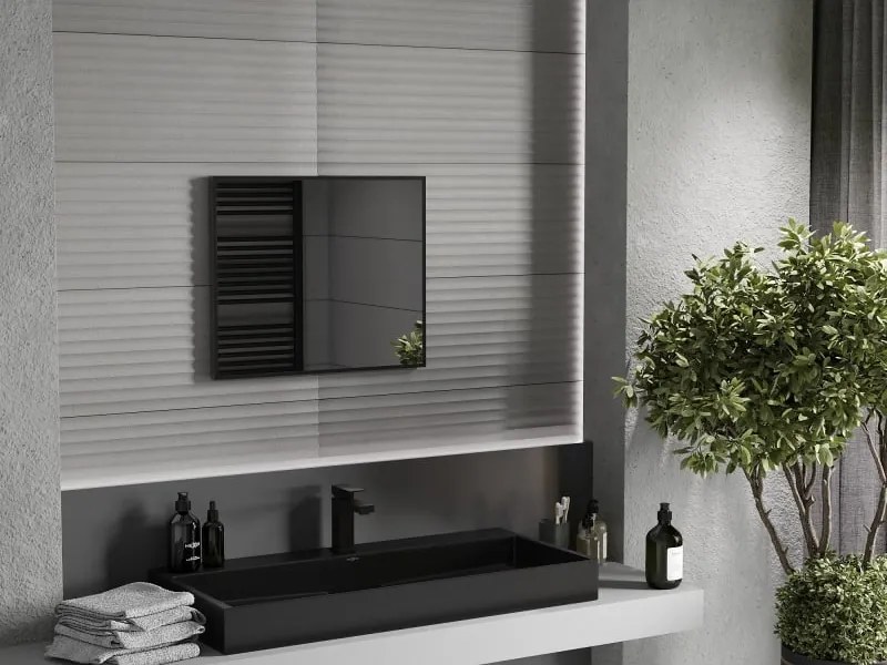 Mexen Loft obdélníkové koupelnové zrcadlo 60 x 50 cm, černý rám - 9852-060-050-000-70