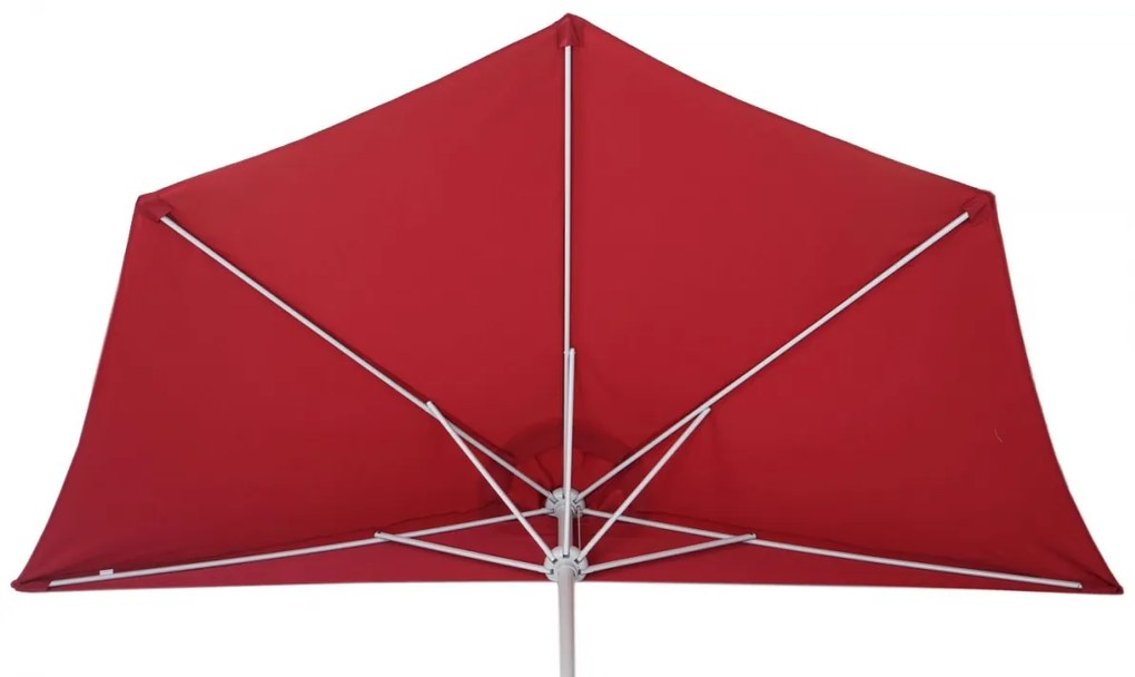 Slunečník půlkruh Parla - polyester/hliník - 270cm bordó se stojanem