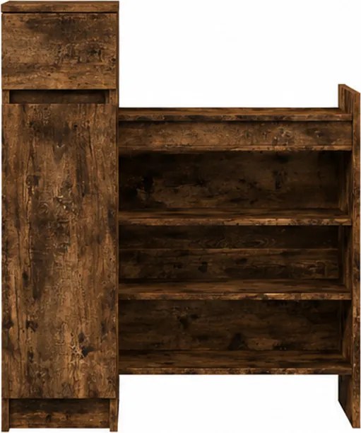 skříňka na boty, botník, zásuvka, dvířka, police, dřevo, 102x101x30 cm, kouřový dub, Dekorino BS20260006
