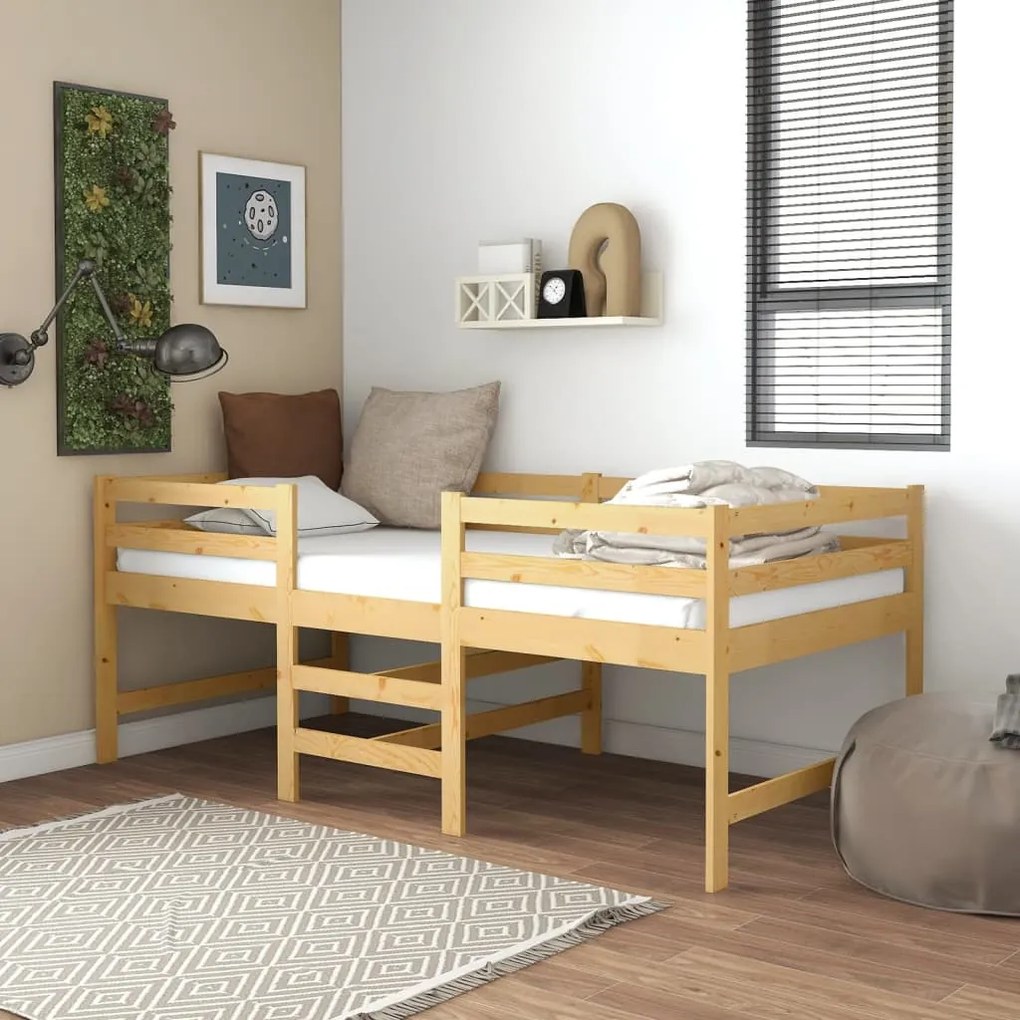 3083714 vidaXL Středně vysoká postel s matrací 90 x 200 cm masivní borovice