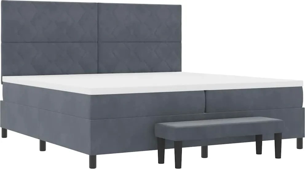 Postel s boxspringem s čelo Tmavě šedá 200 x 200 cm samet 3344601