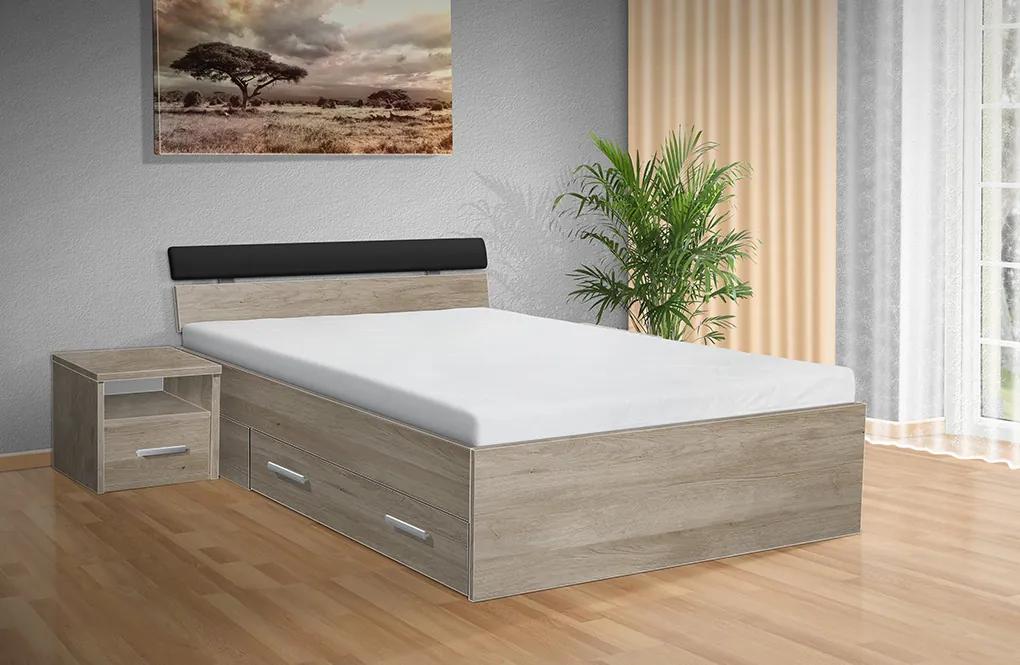 postel s úložným prostorem RAMI - M 140x200 cm barva lamina: DUB STŘÍBRNÝ 0404, matrace: bez matrace