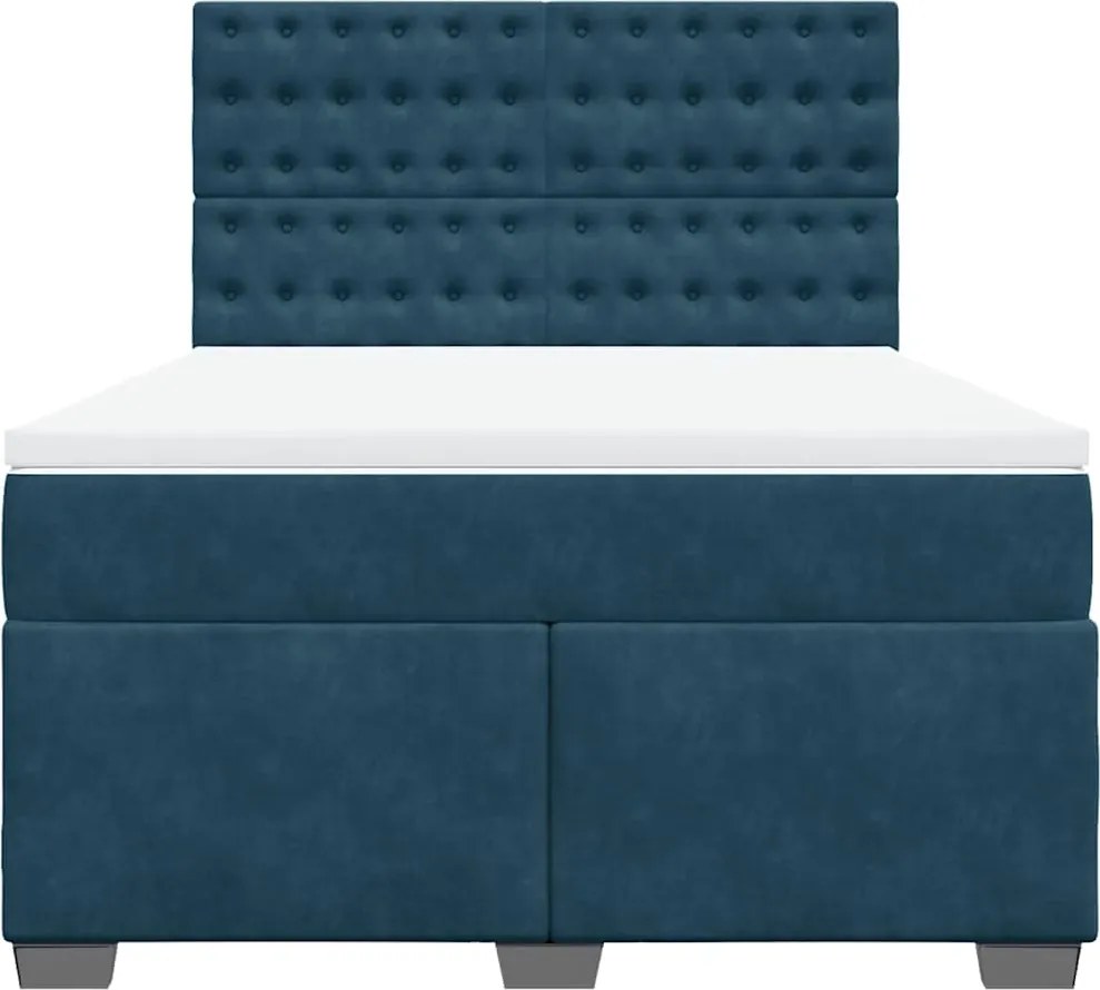 Box spring postel s matrací modrá 140 x 190 cm samet 3293222