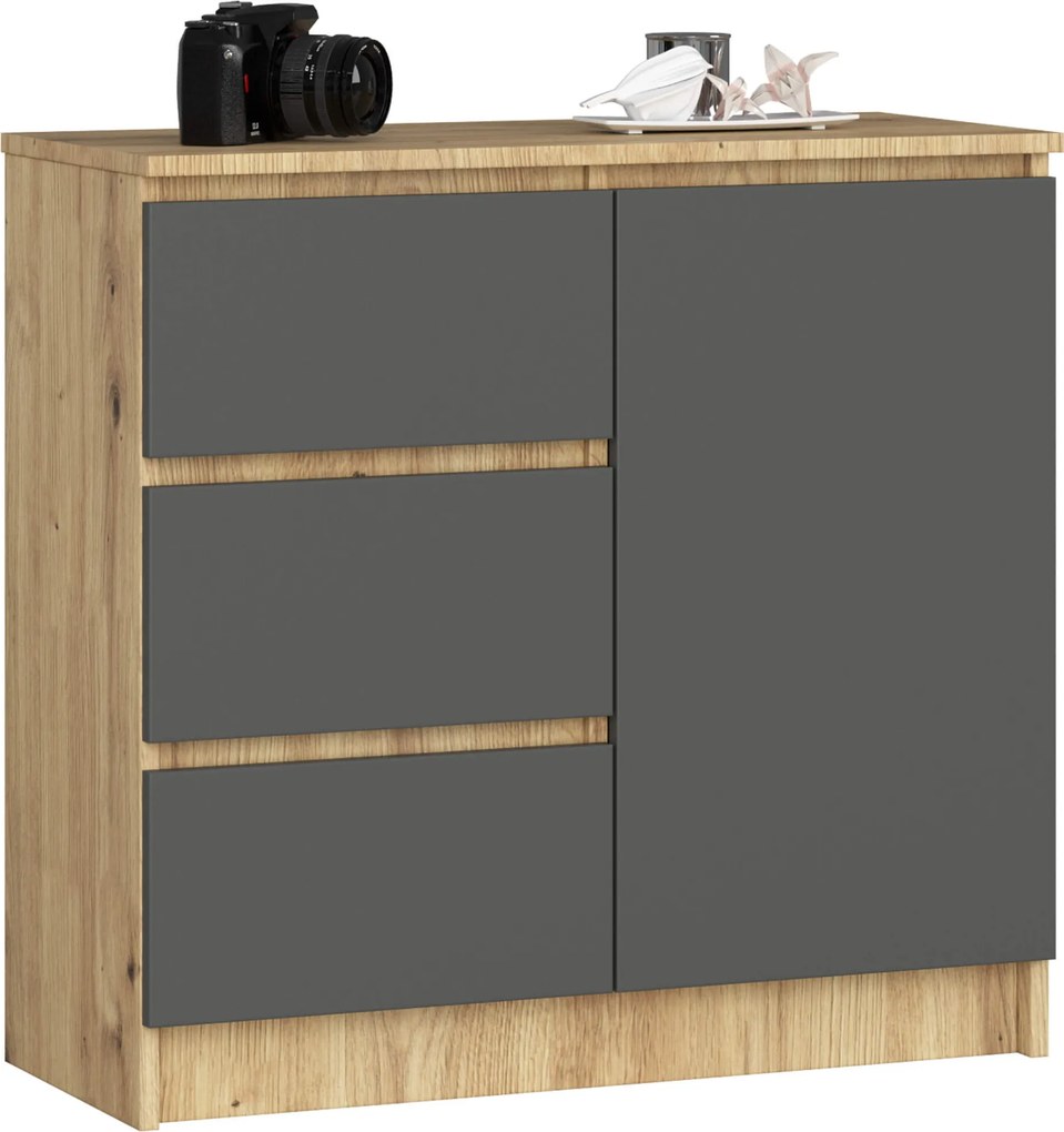 Komoda K80 Jerry 1D3SZ dub artisan/grafitová šedá