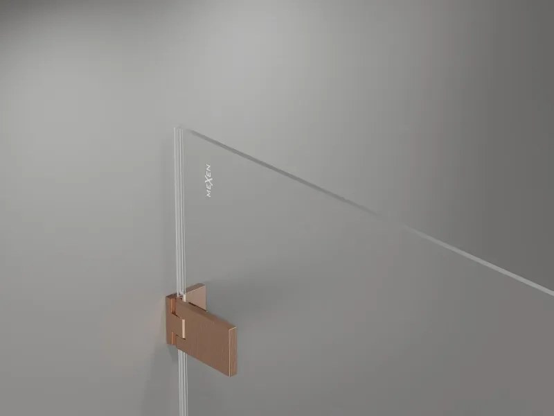 Mexen Lunar-F Duo skládací sprchový kout 100 x 80 cm, transparentní, kartáčovaná měď - 836-100L-080P-65-00