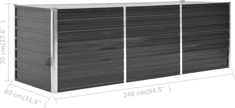 vidaXL Vyvýšený záhon 240 x 80 x 77 cm pozinkovaná ocel [45726] Barva: antracitová