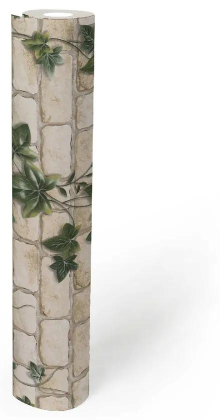A.S. Création | Papírová tapeta na zeď Dekora Natur 9804-34 | 0,53 x 10,05 m | béžová, zelená, šedá