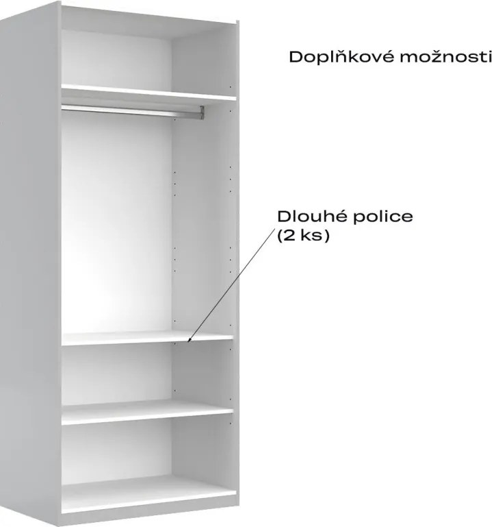 Skříň 2dv bez zrcadel, série N šedý lesk Megy