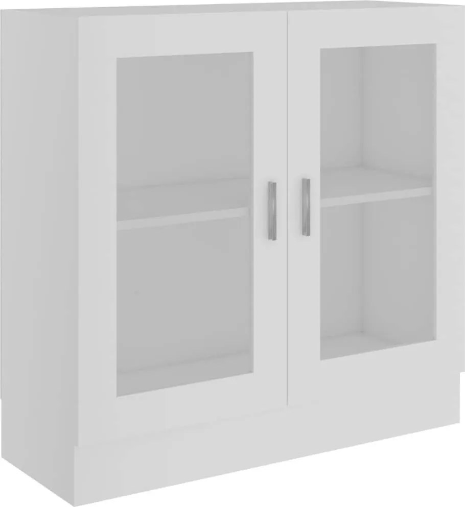 vidaXL Prosklená skříň 82,5 x 30,5 x 80 cm dřevotříska [802741] Barva: bílá s vysokým leskem