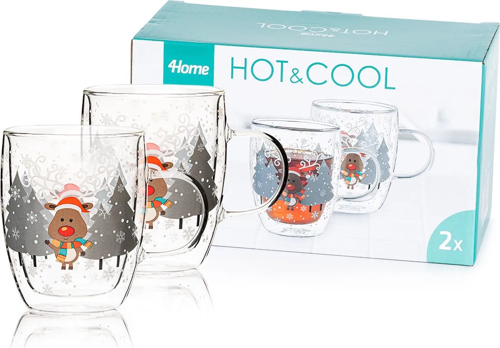 4Home Termo sklenice Mug Reindeer Hot&Cool 270 ml, 2 ks