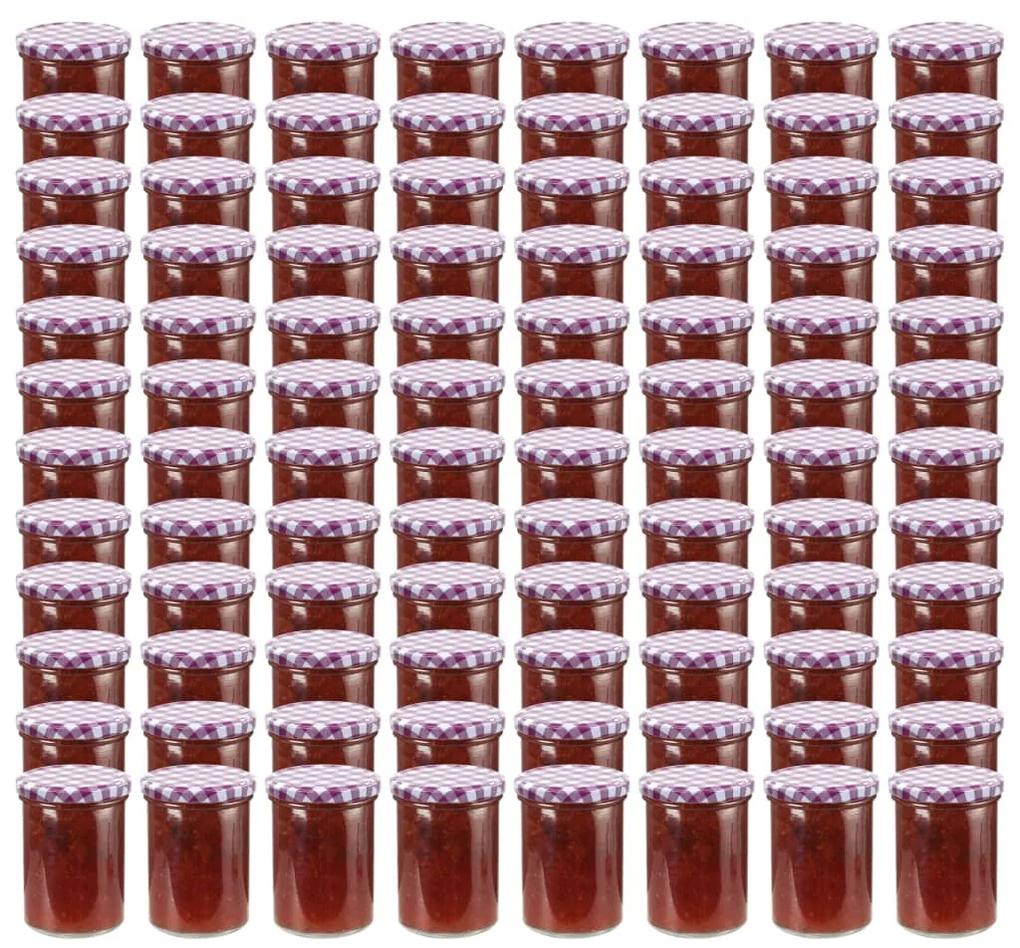 50817 vidaXL Zavařovací sklenice s fialovobílými víčky 96 ks 400 ml