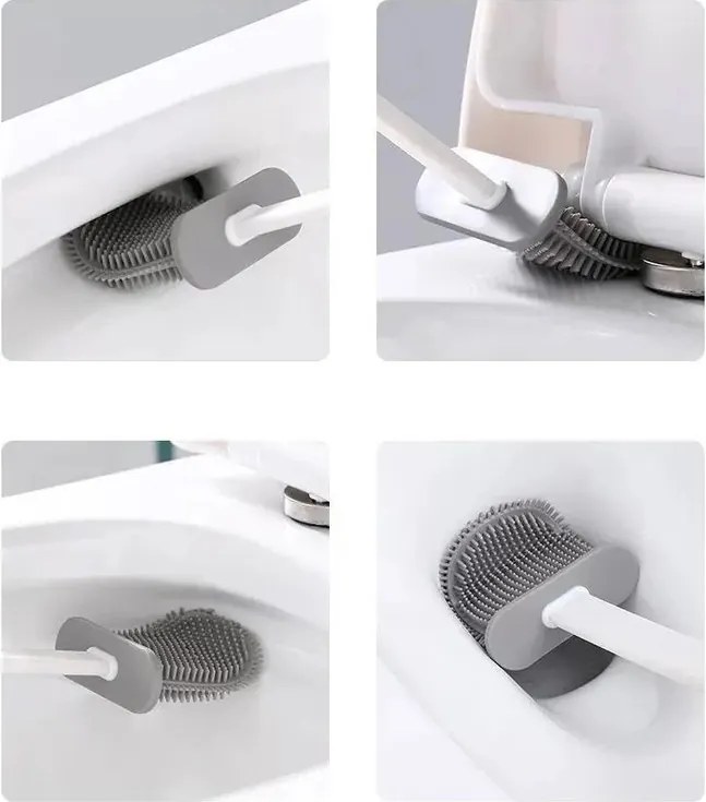 Aqualine Aqualine, WC silikonový kartáč na postavení i zavěšení na zeď, bílý mat, BS010