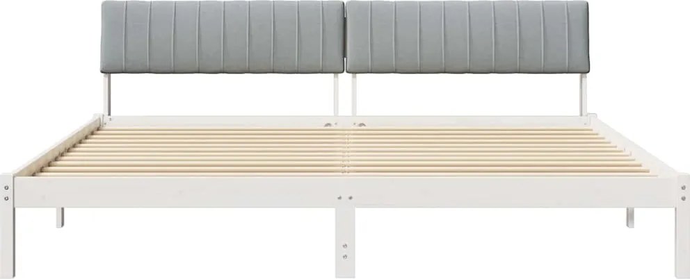 Rám postele s čelo Bílá a světle šedá 200 x 200 cm 3394352