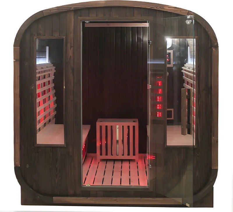 BPS-koupelny Zahradní kombinovaná sudová sauna 2v1 - Infrasauna + finská sauna 180x200, 4-6 osob